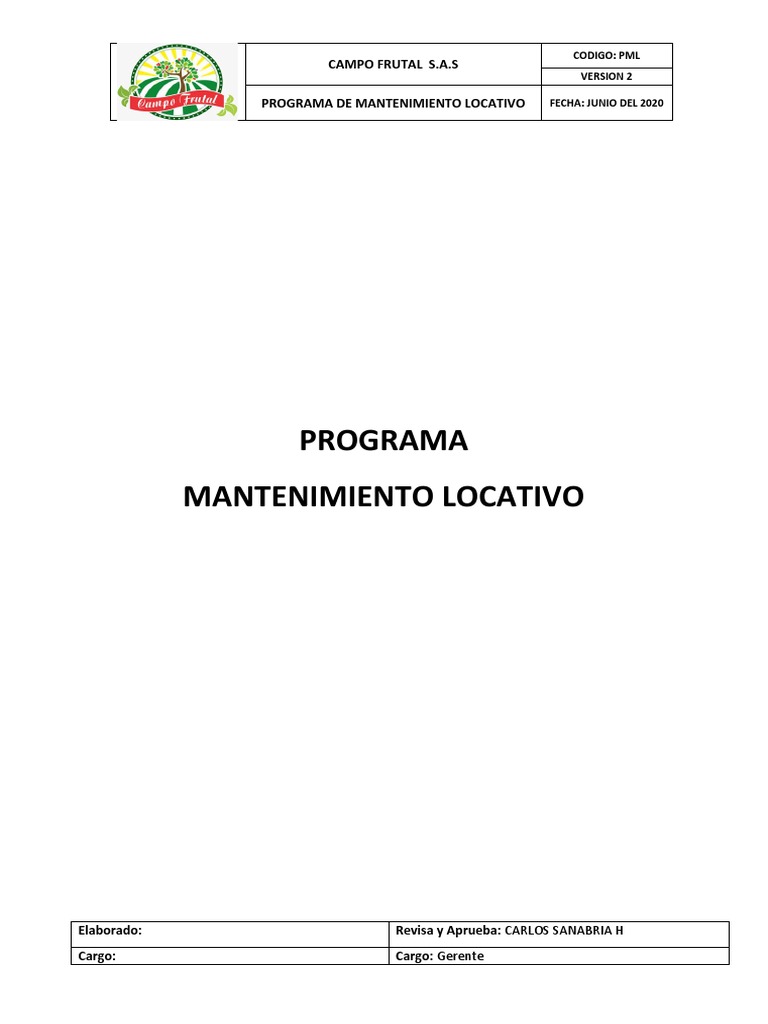 Programa Mantenimiento Locativo | PDF | Business | Contaminación