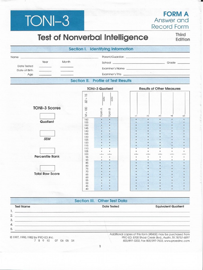 TONI-3 FORM A | PDF