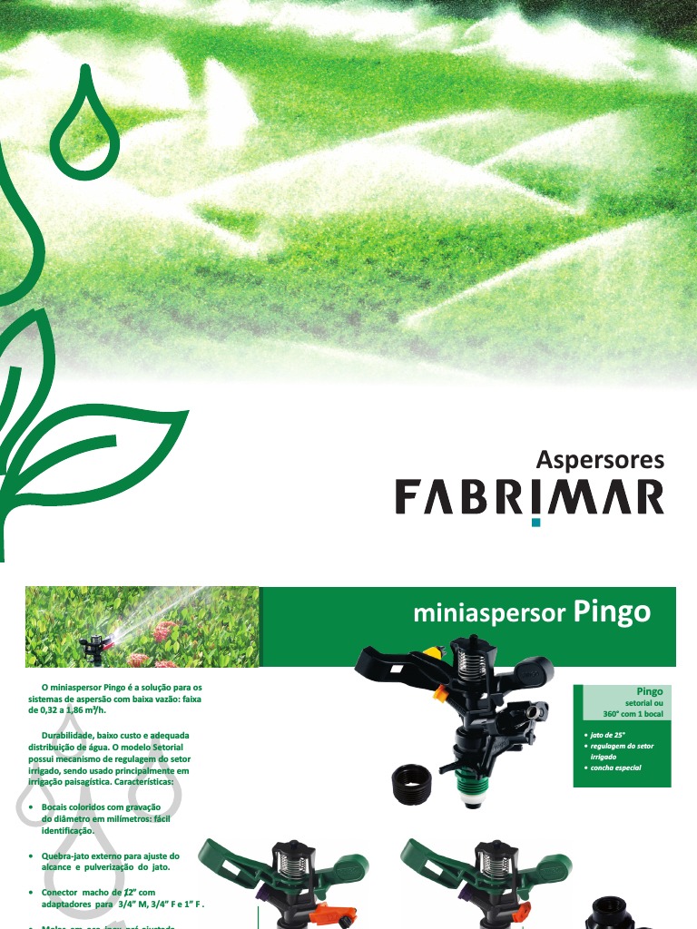 Catálogo de mini aspersores Pingo: características e especificações ...