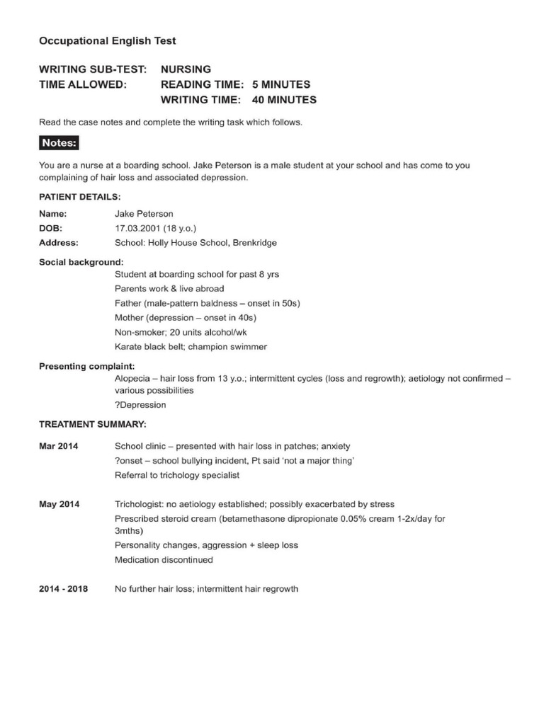 Jake Peterson Oet Materials | PDF | Hair Loss | Health Sciences