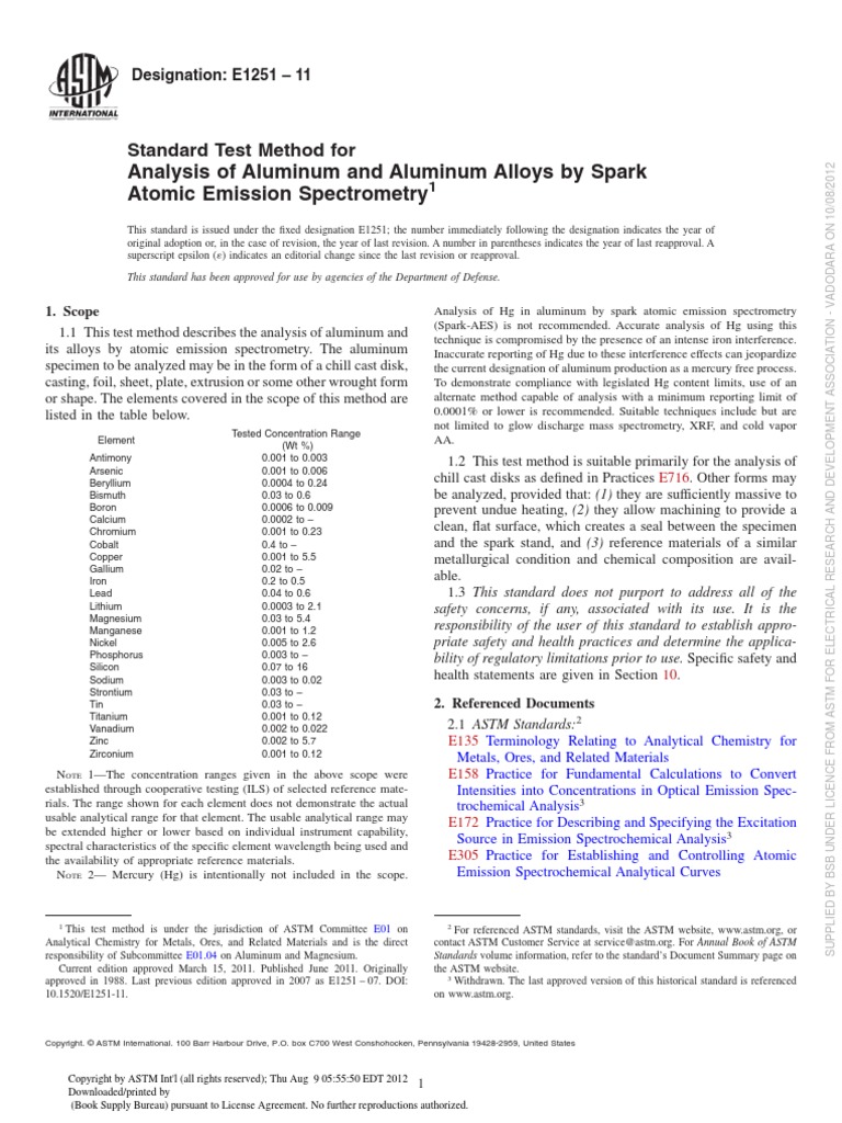 Astm e 1251-2011 | PDF | Detection Limit | Calibration