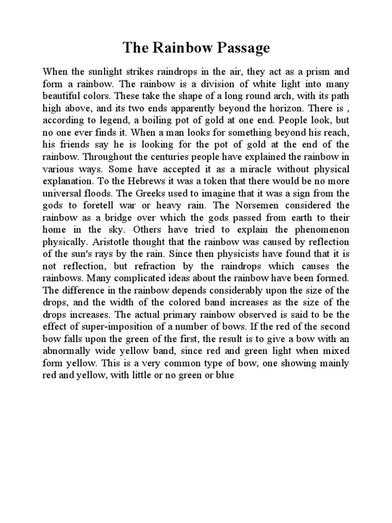 Standard Is Ed Reading Passages | PDF | Rainbow | Electromagnetic Radiation