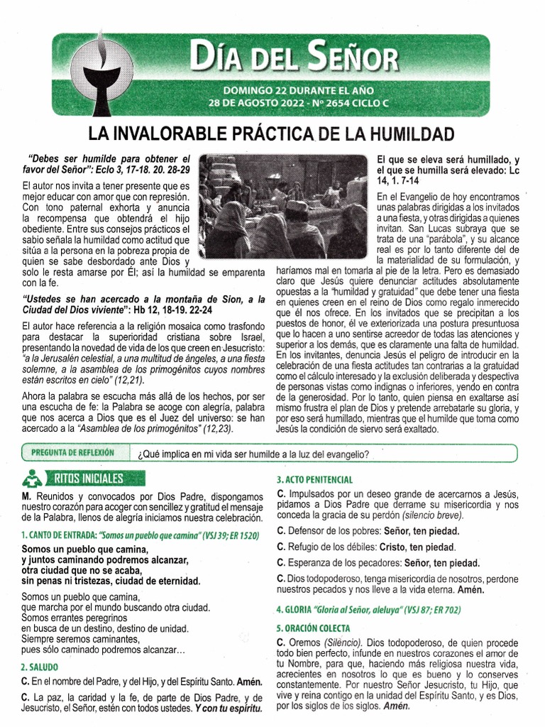 Hoja Dominical 28 Ago 2022 | PDF