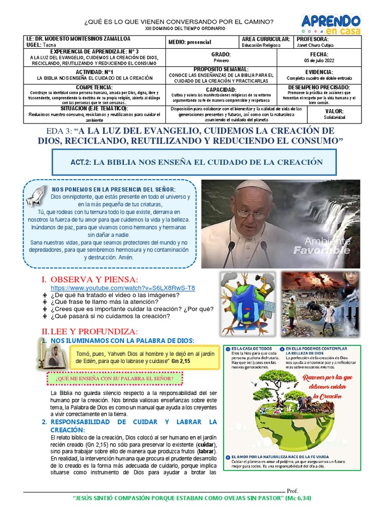 1° - Eda - 3 - Act - 2 Creacion | PDF | Dios