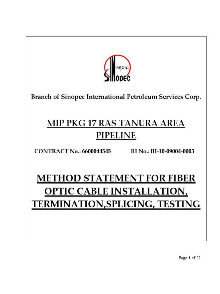 MIP17-MS-3003 METHOD OF STATEMENT FOR PIPELINE CROSSING ABOVE EXISTING CORRIDOR Rev.0 | PDF ...