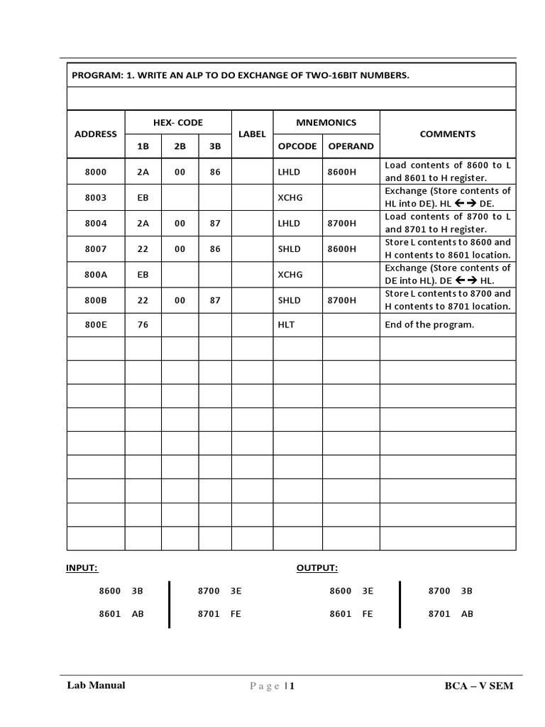 ALP Lab Manual (2) | PDF | Pointer (Computer Programming) | Subroutine