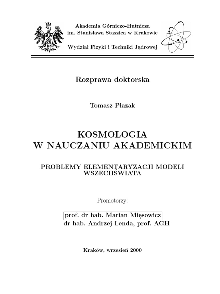 Tomasz Płazak - Kosmologia W Nauczaniu Akademickim. Problemy ... Tomasz Płazak - Kosmologia W Nauczaniu Akademickim. Problemy ...