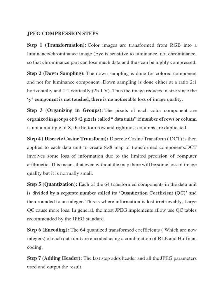 Jpeg Compression Steps Pdf Data Compression Digital Signal Processing