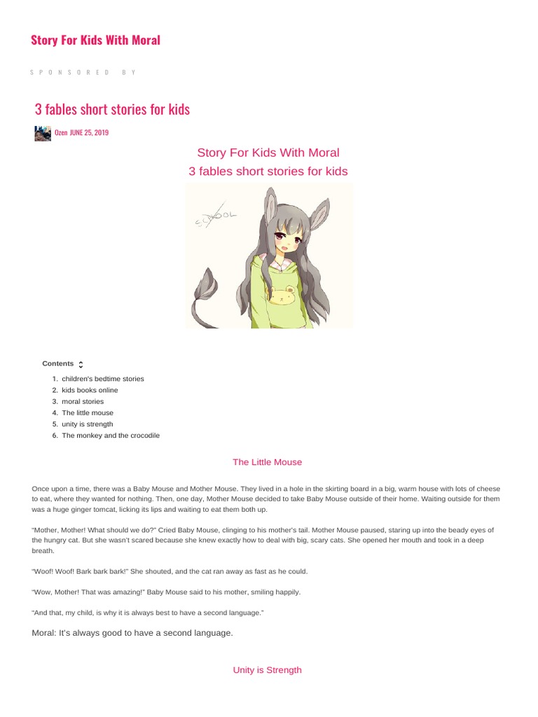 Story For Kids With Moral 3 Fables Short | PDF