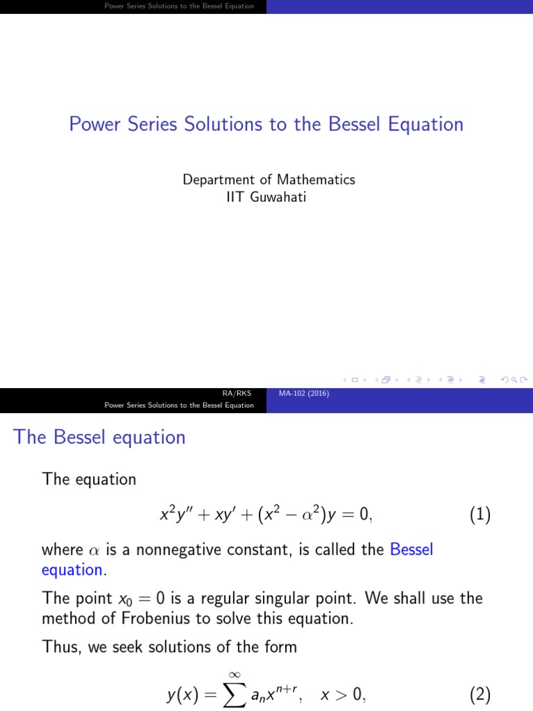IIT Guwahati Bessel Series | PDF | Equations | Power Series