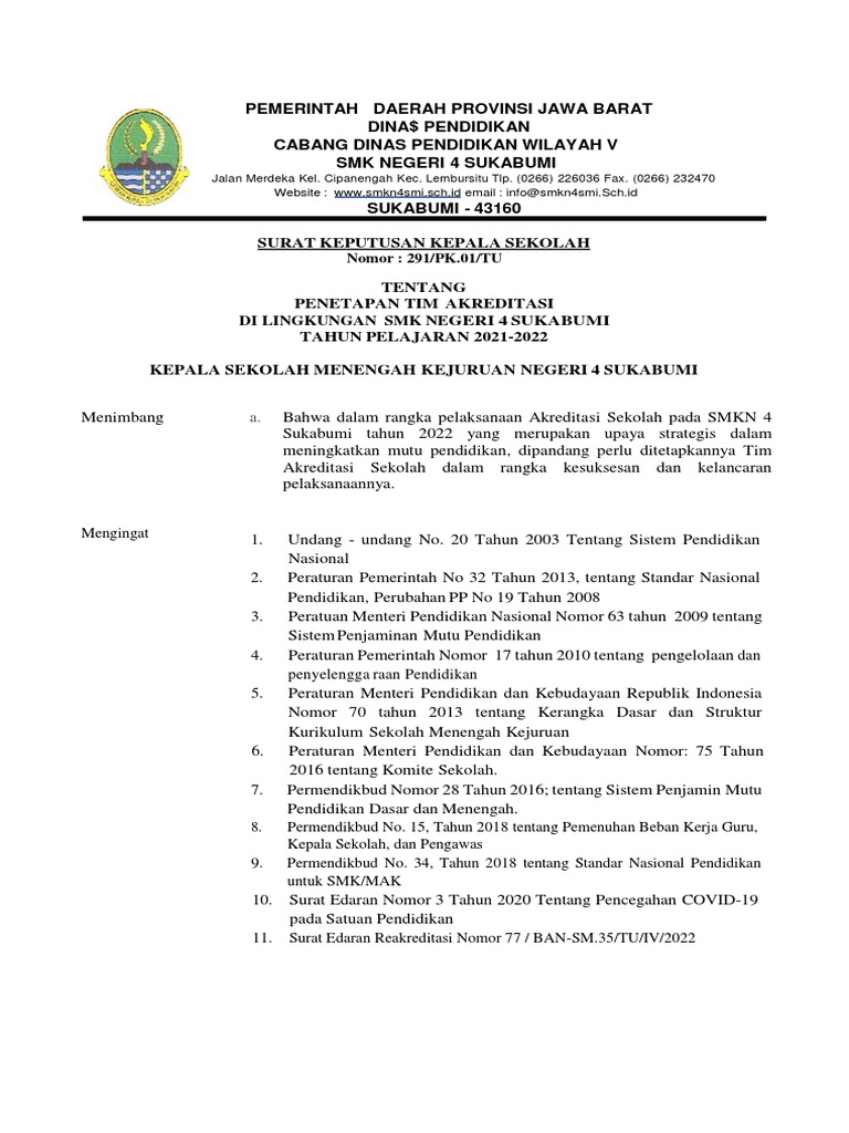 SK Tim Akreditasi Rev Juni 22 PDF | PDF