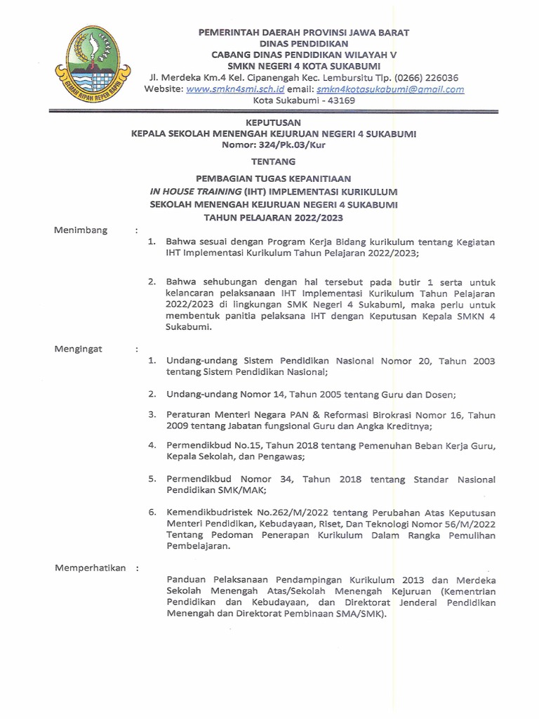 SK Tim Iht Kurikulum - 19 Juli 2022 | PDF