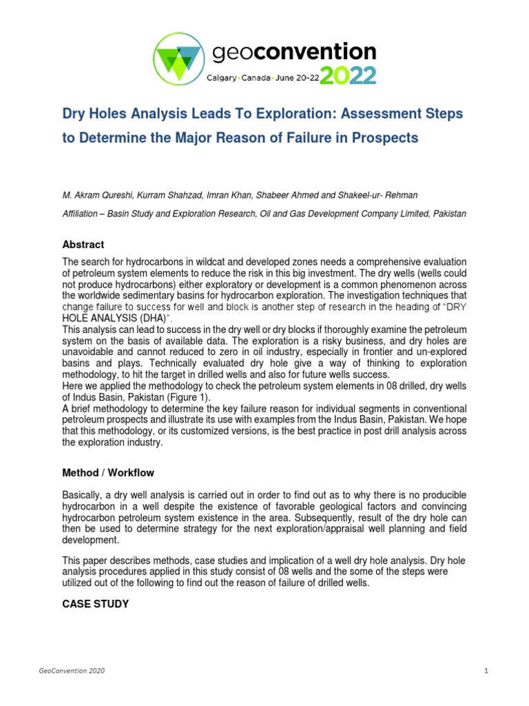 Assessing Failure Reasons in Dry Wells Through Rigorous Dry Hole ...