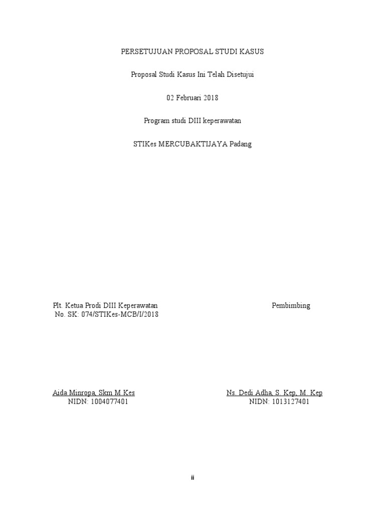 Persetujuan Proposal Studi Kasus | PDF