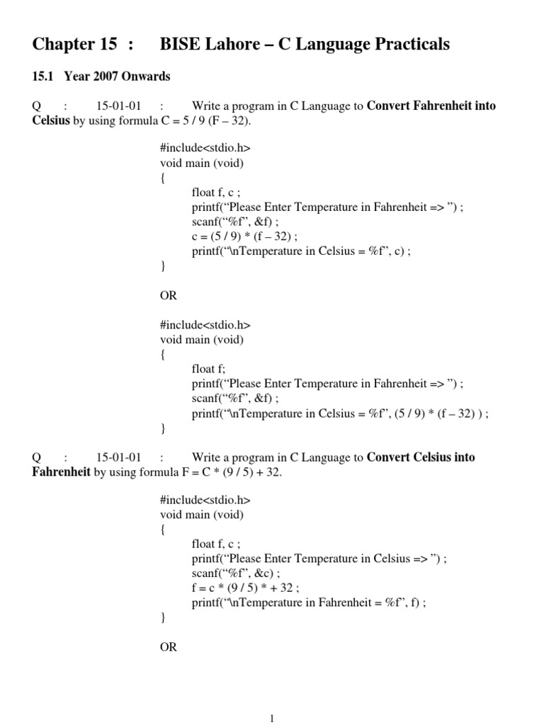 15-BISE Lahore - C Language Practicals-StudentNotes | Download Free PDF ...