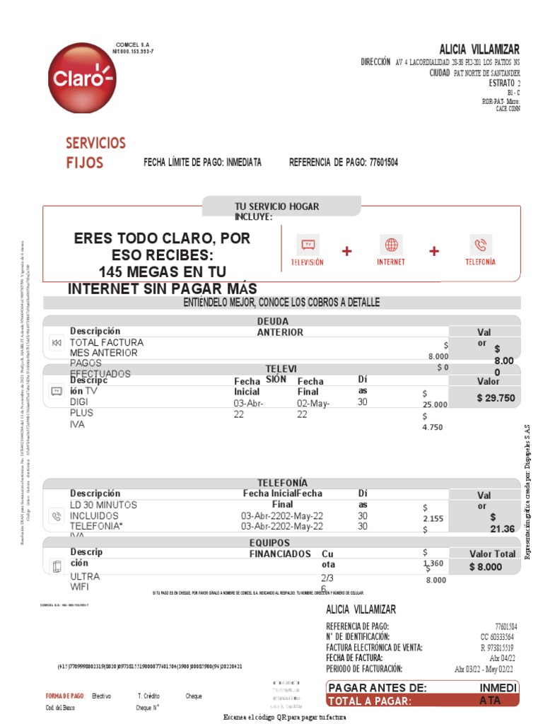 Factura Claro | PDF | Factura | Industrias de servicio