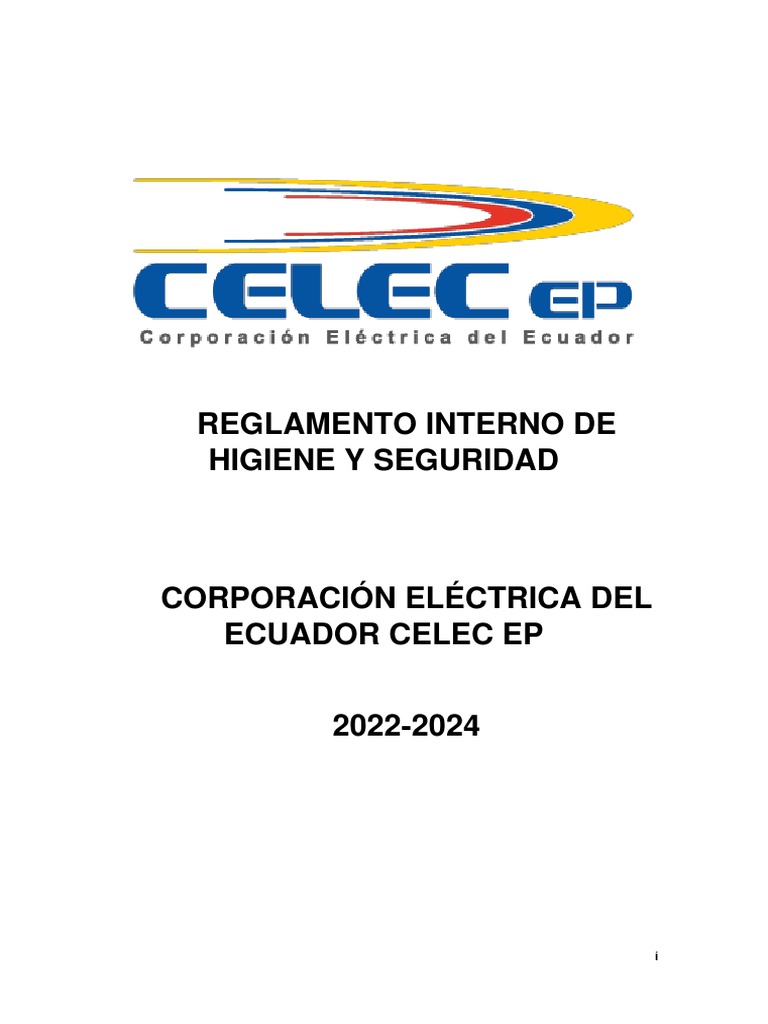 Reglamento Interno y Seguridad Celec 2022-2024 | PDF | Ecuador | Seguridad y salud ocupacional