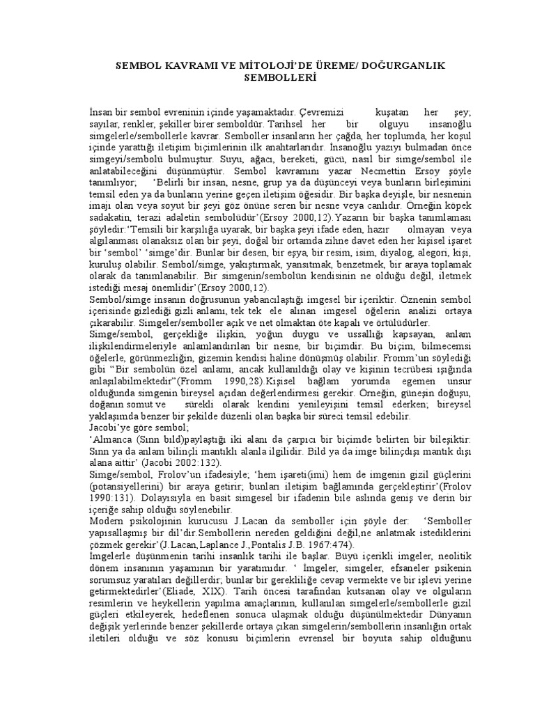 Sembol Kavrami Ve Mitolojide Ureme Dogur | PDF