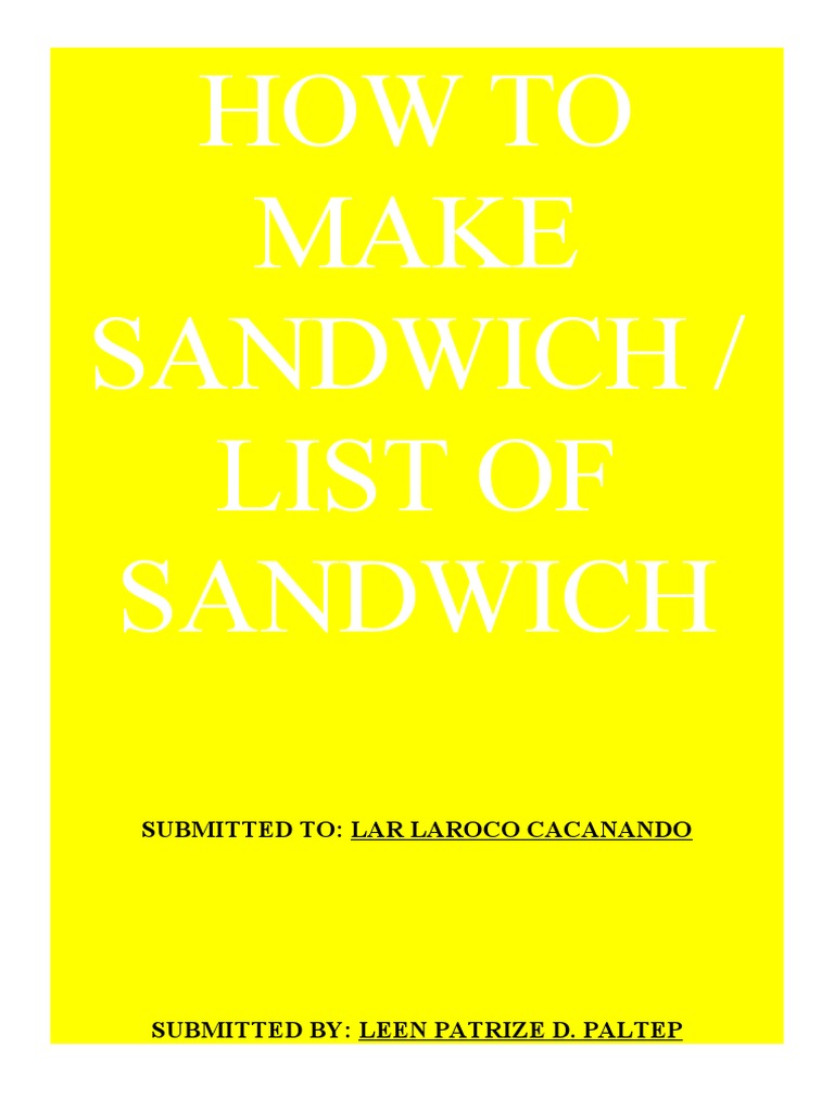 How To Make Sandwich | PDF | Hamburgers | Salad