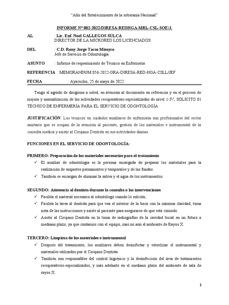 Informe 2 | PDF | Odontología | Enfermería