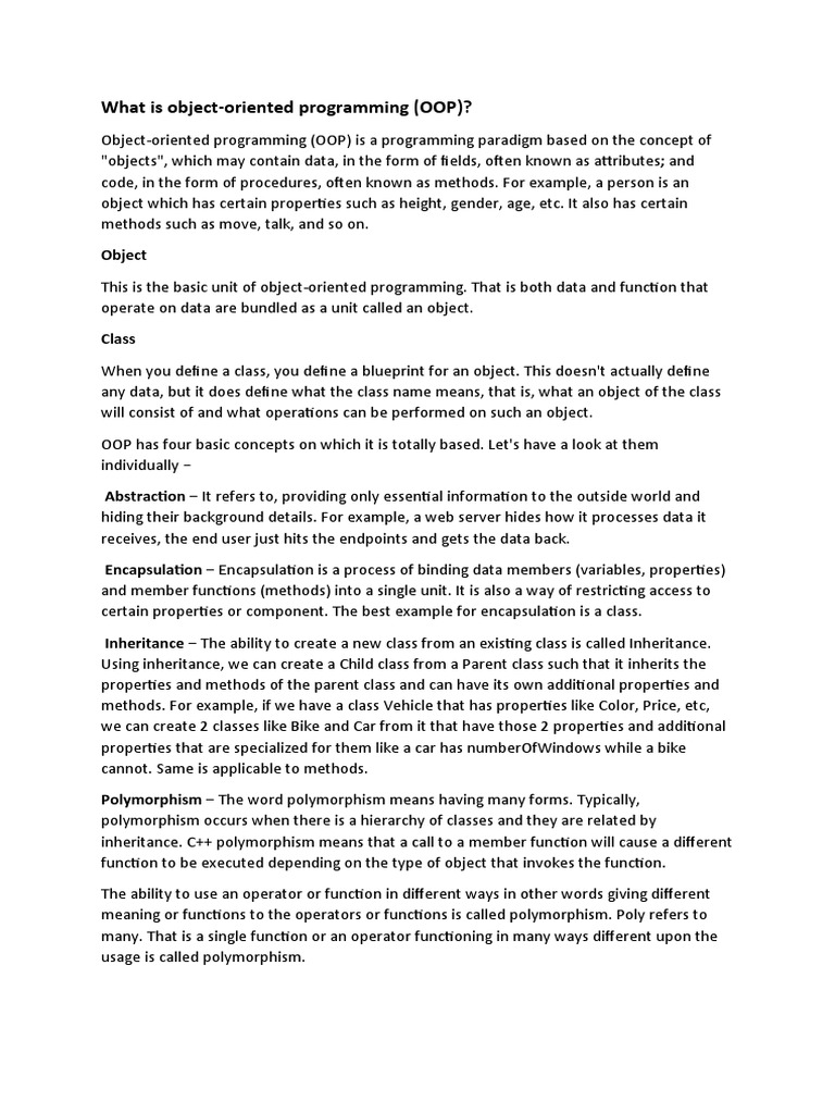 What Is Object-Oriented Programming (OOP) ? | PDF | Computers