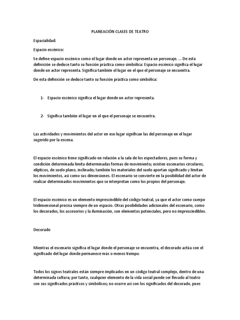 Planeación de Clases de Teatro | PDF | Teatro | Las artes escénicas