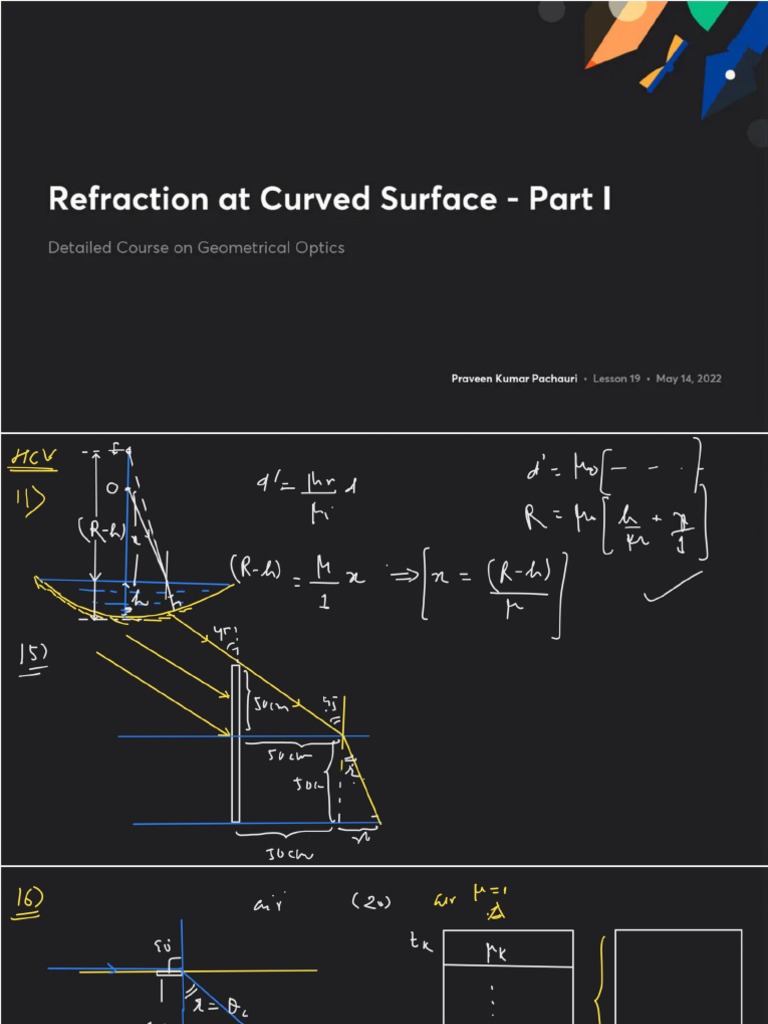 Refraction at Curved Surface Part I With Anno | PDF Refraction at Curved Surface Part I With Anno | PDF
