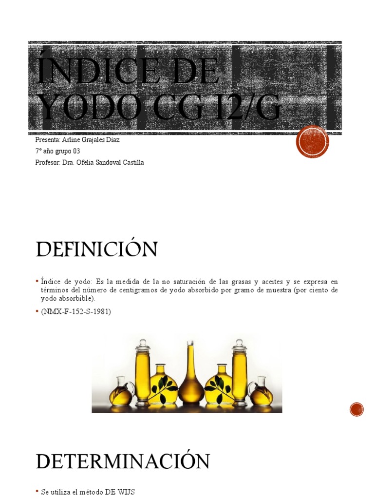 Índice de Yodo CG I2 | PDF | Valoración | Química