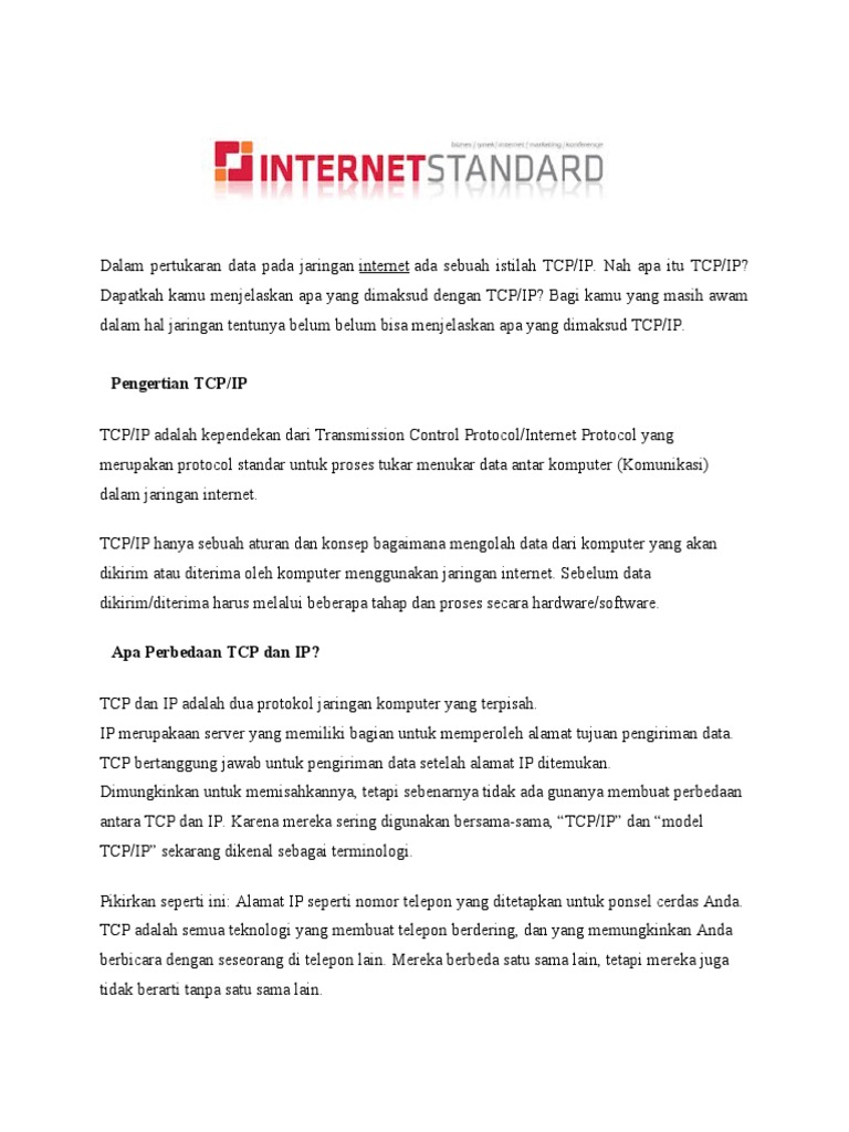 Internet Standar TCP Ip | PDF