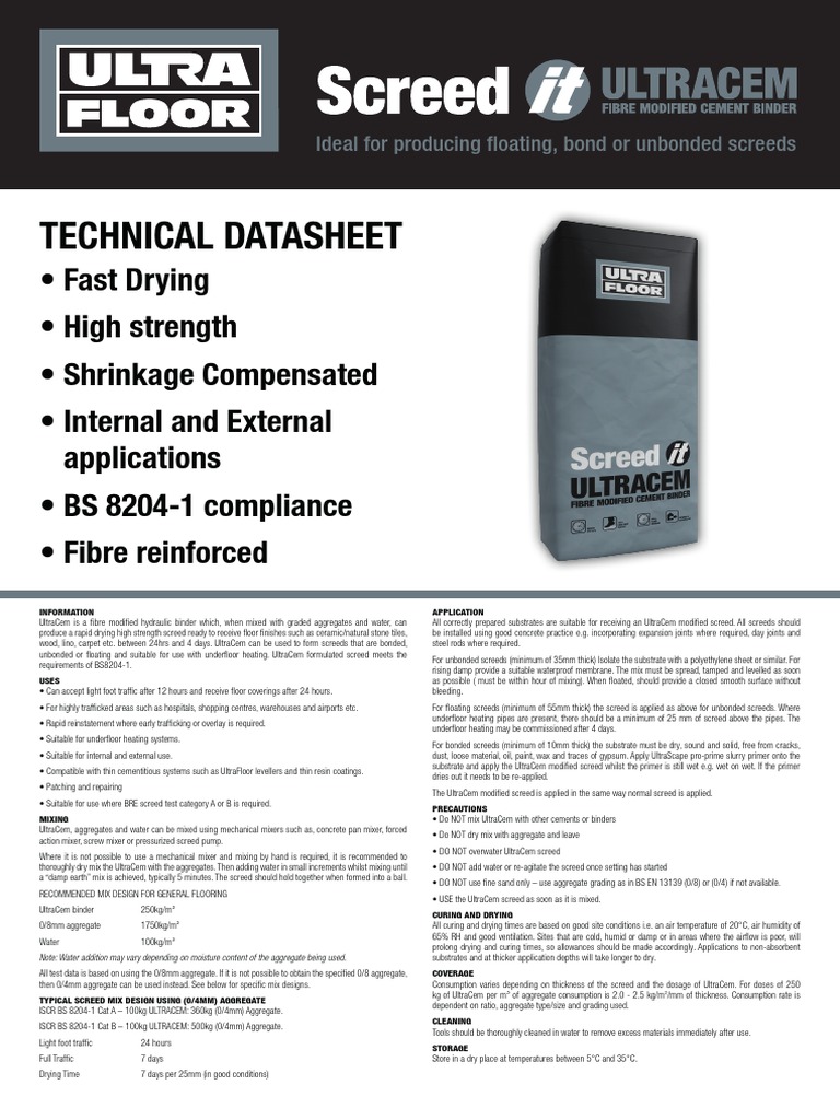 UF UltraCem Datasheet v5 | PDF | Concrete | Cement
