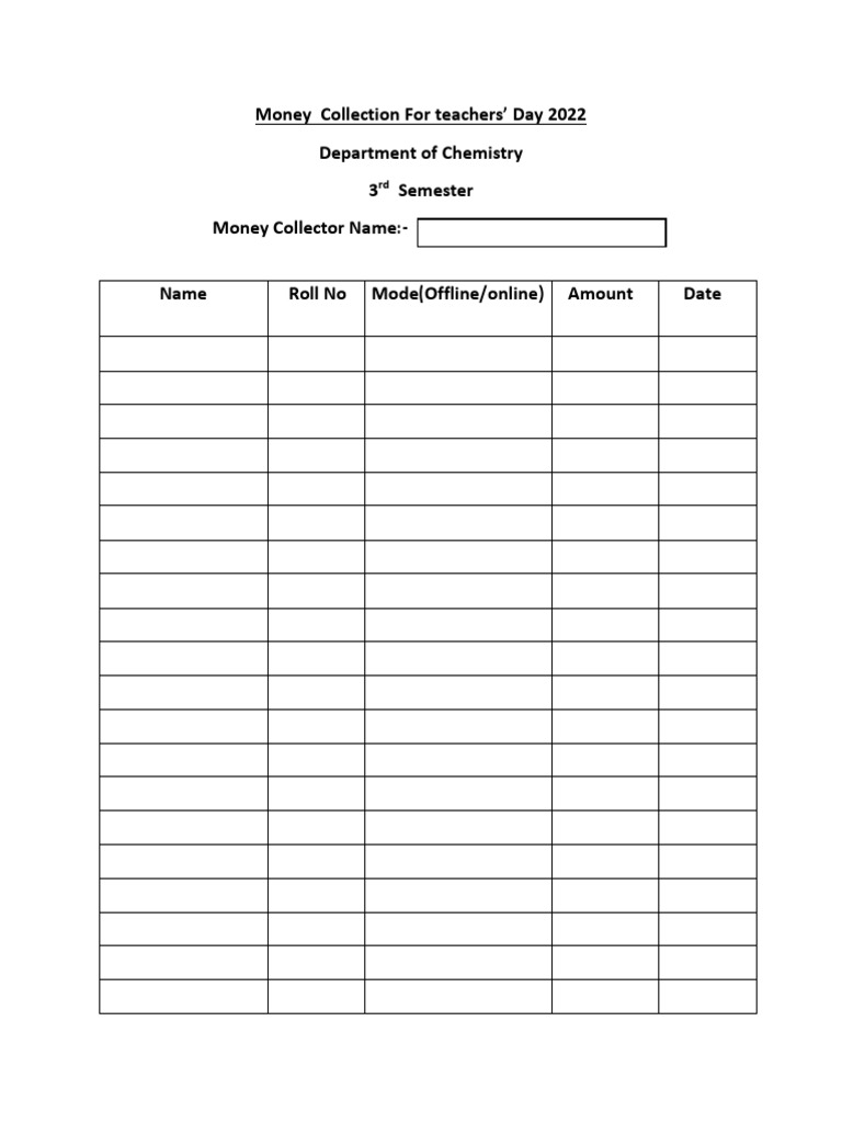 Money Collection Form | PDF