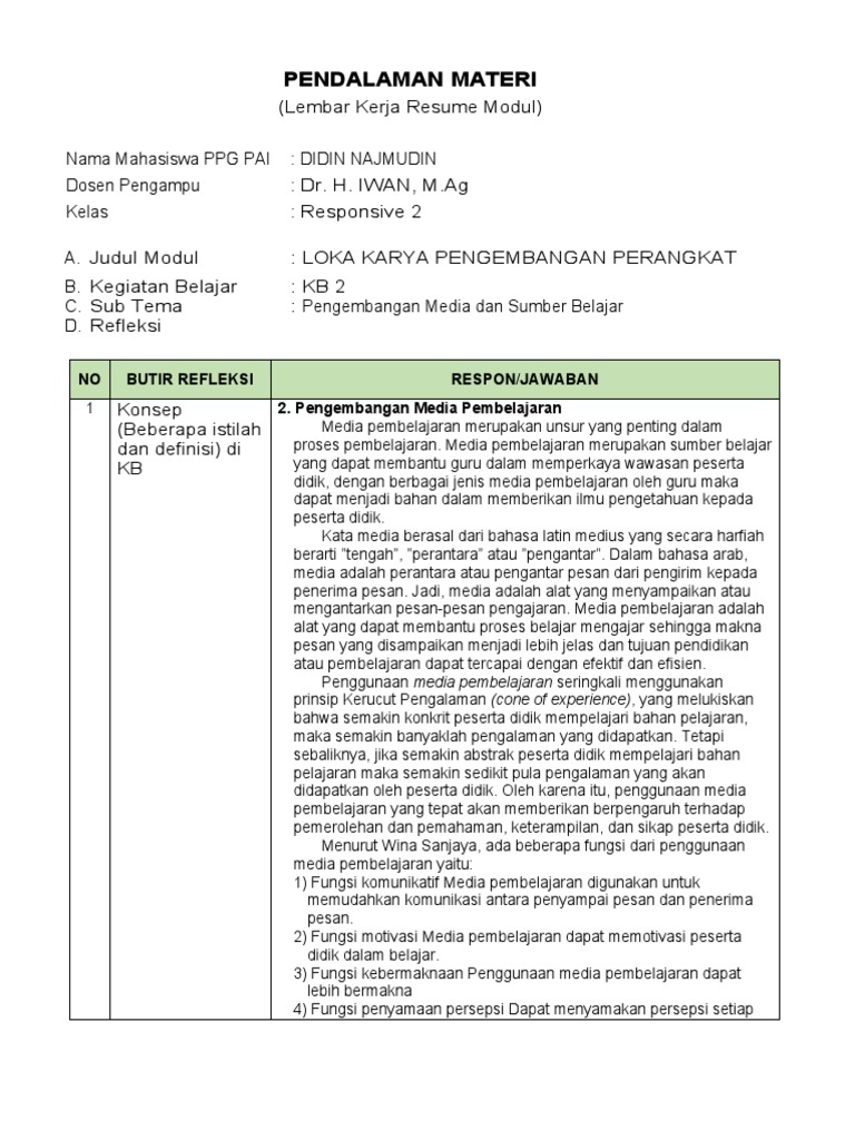 LK - Resume Perangkat Pembelajaran | PDF
