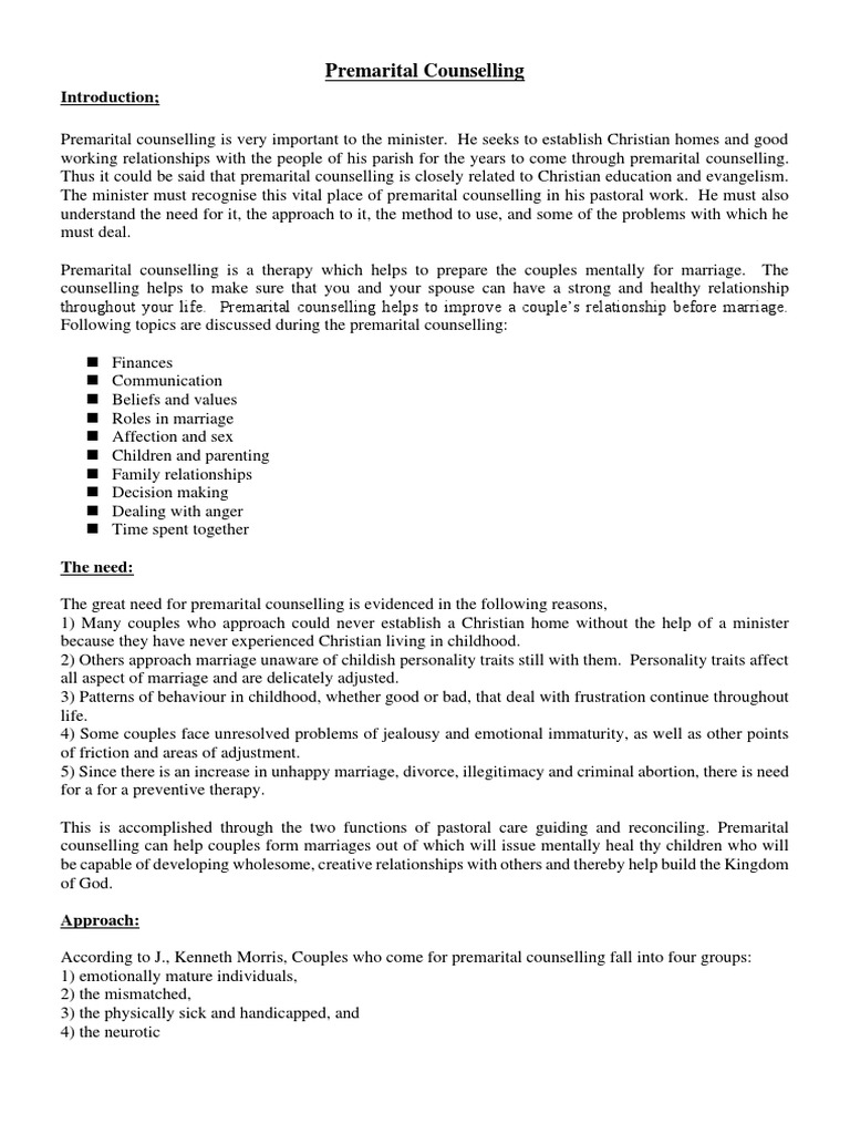 Christian Premarital Counseling Guide | PDF | Psychotherapy | Marriage