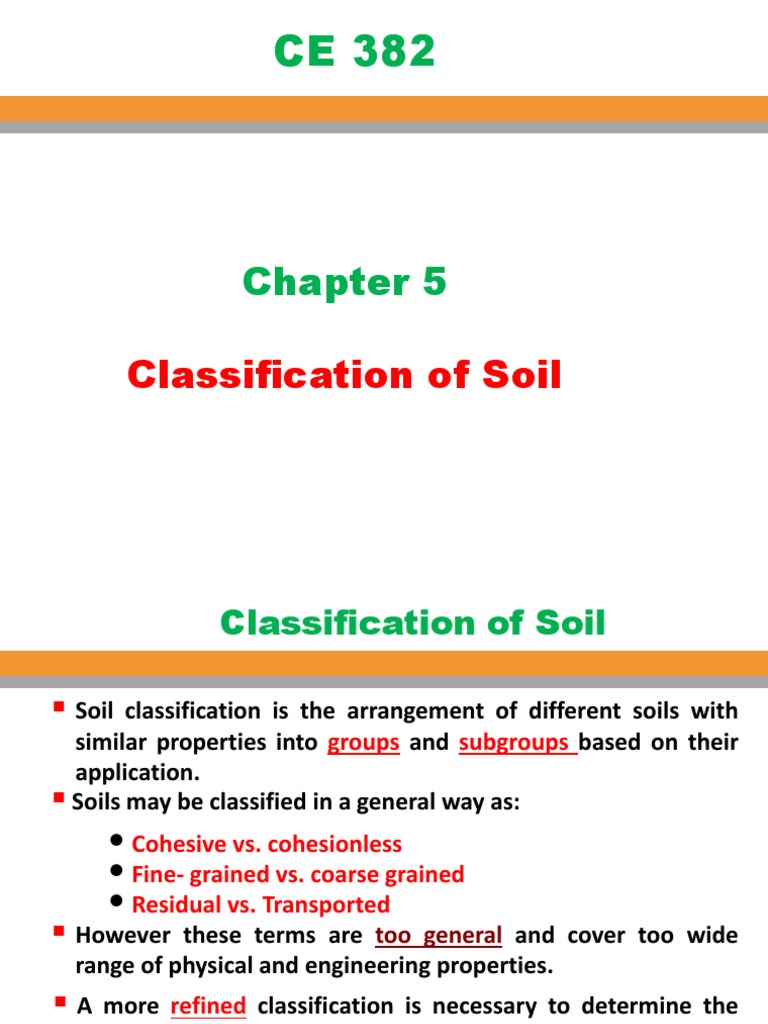 Ce 382 Classification of Soil 1442 | PDF | Sedimentology | Horticulture