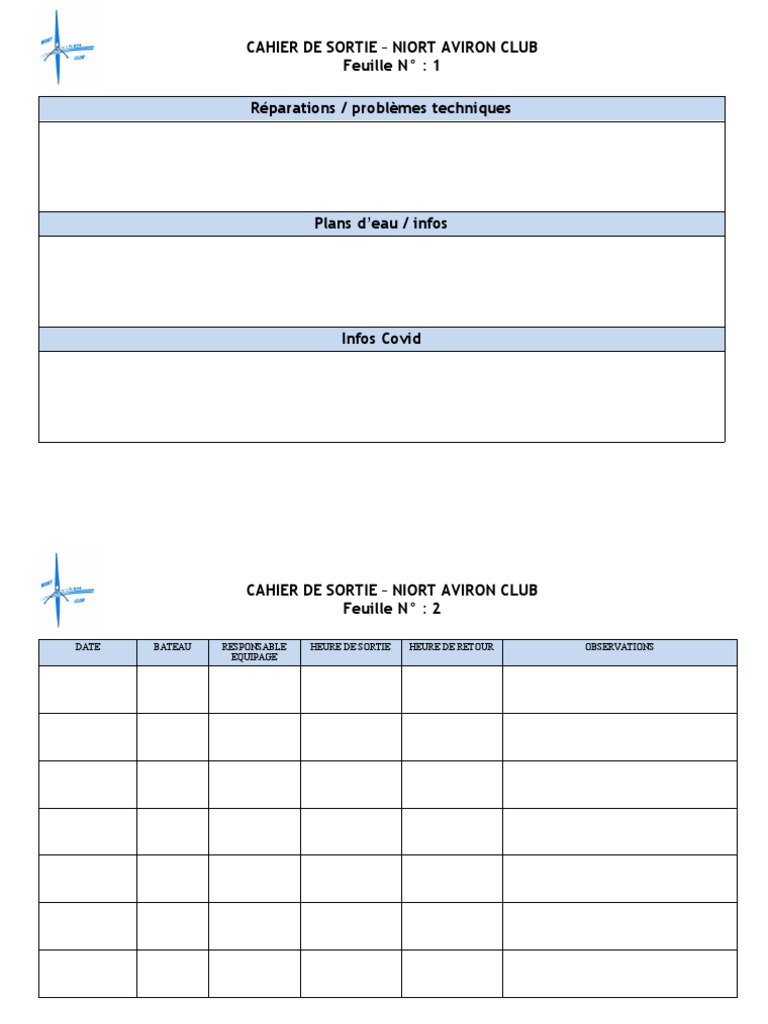 Cahier de Sortie v1 | Descargar gratis PDF | Aviron