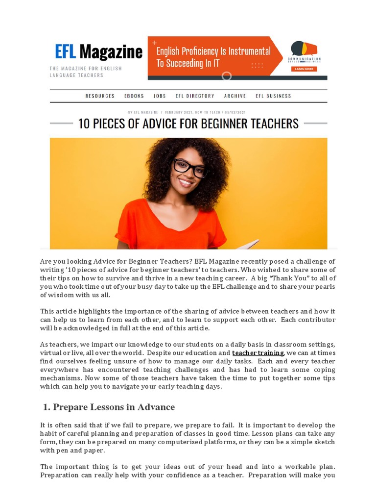 Teaching Beginners - Article | PDF | Teachers | Mentorship