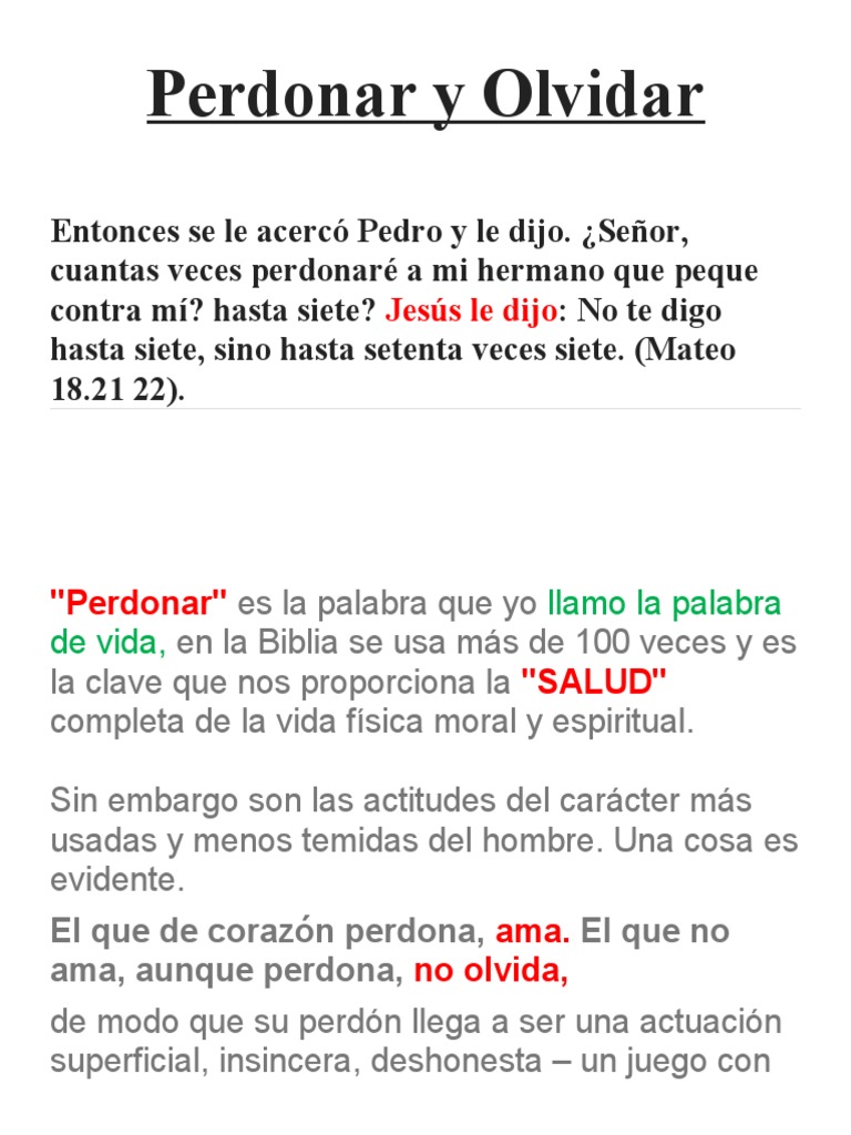Perdonar y Olvidar según la Biblia | PDF | Pecado | Jesús