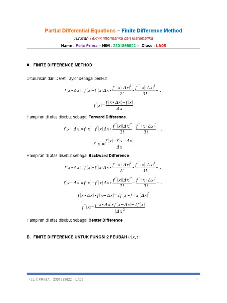 (M-5) Partial Differential Equations - Finite Difference Method | PDF