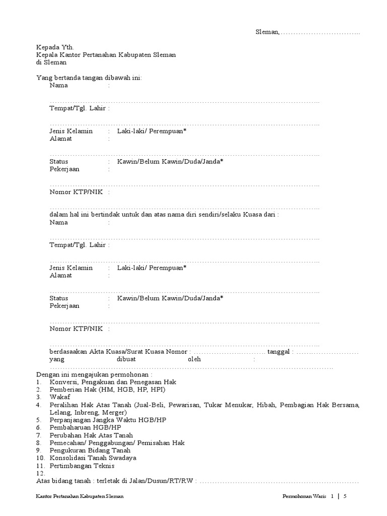 Permohonan Sertifikat Tanah | PDF | Griya & Taman