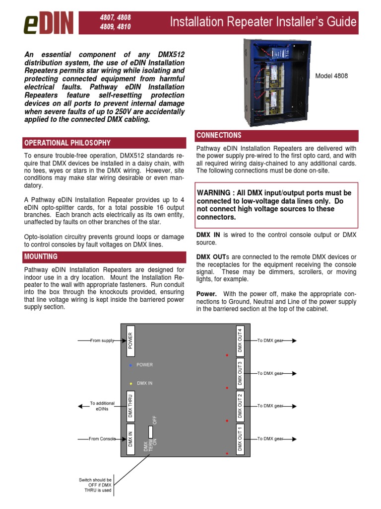 Pathway eDIN DMX Installation Repeaters | PDF | Power Supply | Electrical Wiring