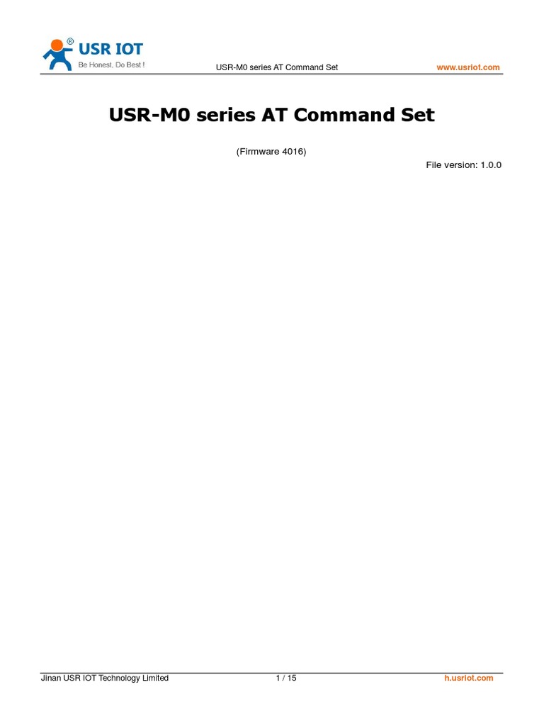 USR-M0-AT-Command-Set V1.0.0 | PDF | Port (Computer Networking) | Transmission Control Protocol