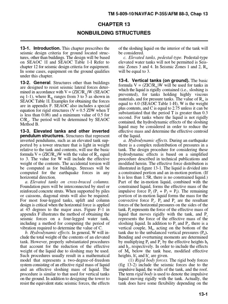 Nonbuilding Structures: C. Elevated Tanks, Pedestal-Type. Pedestal-Type ...