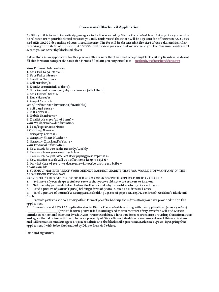 Consensual Blackmail Application | PDF