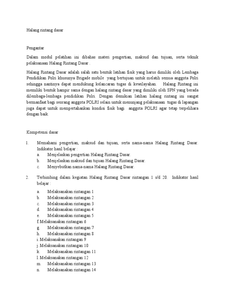 Halang Rintang Dasar | PDF