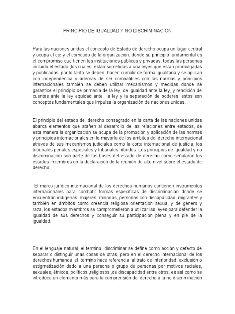 Principio de Igualdad y No Discriminacion | PDF | Discriminación | Invalidez