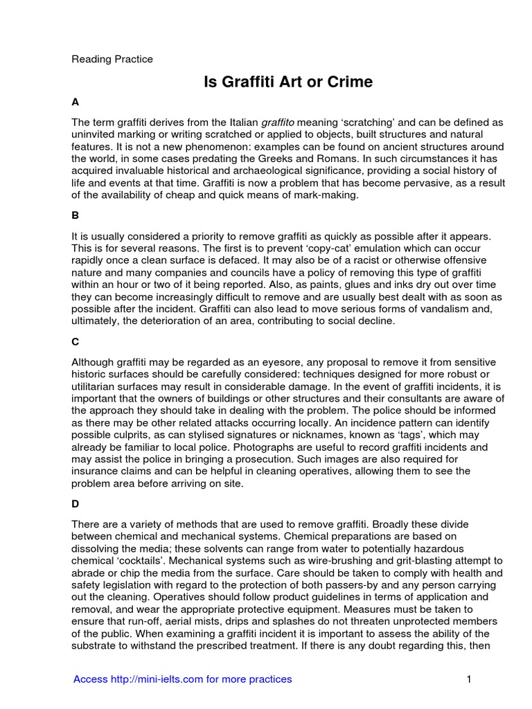Is Graffiti Art or Crime | PDF | Graffiti