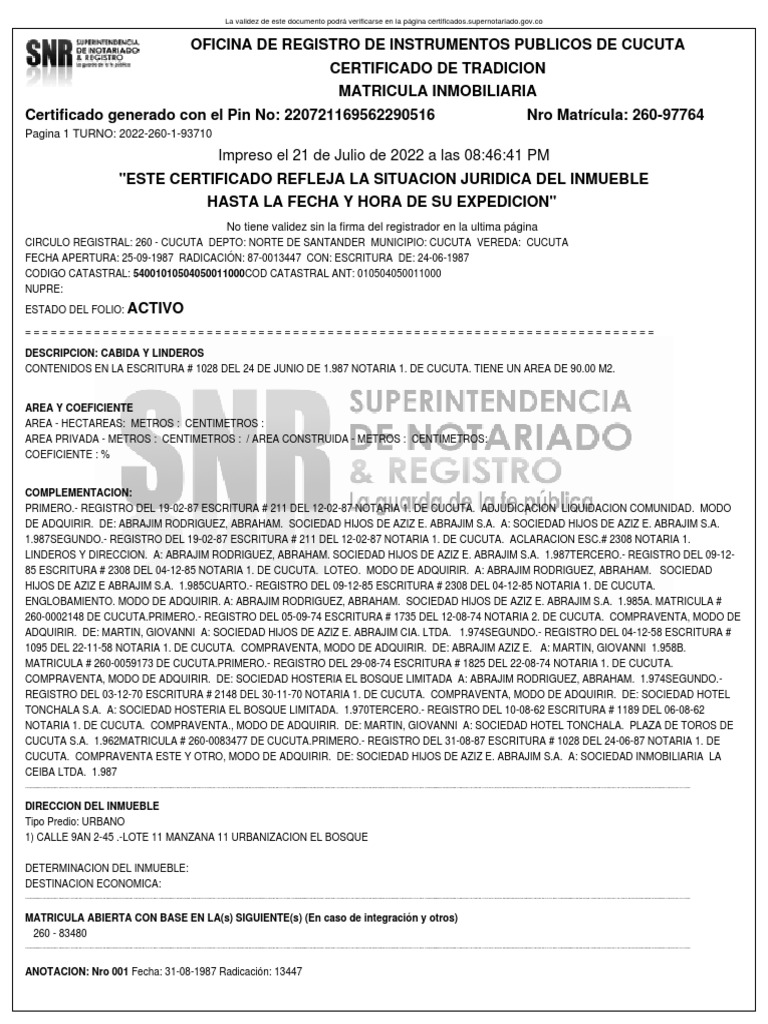 Certificado De Tradicion Y Libertad Pdf Ley Común Deuda