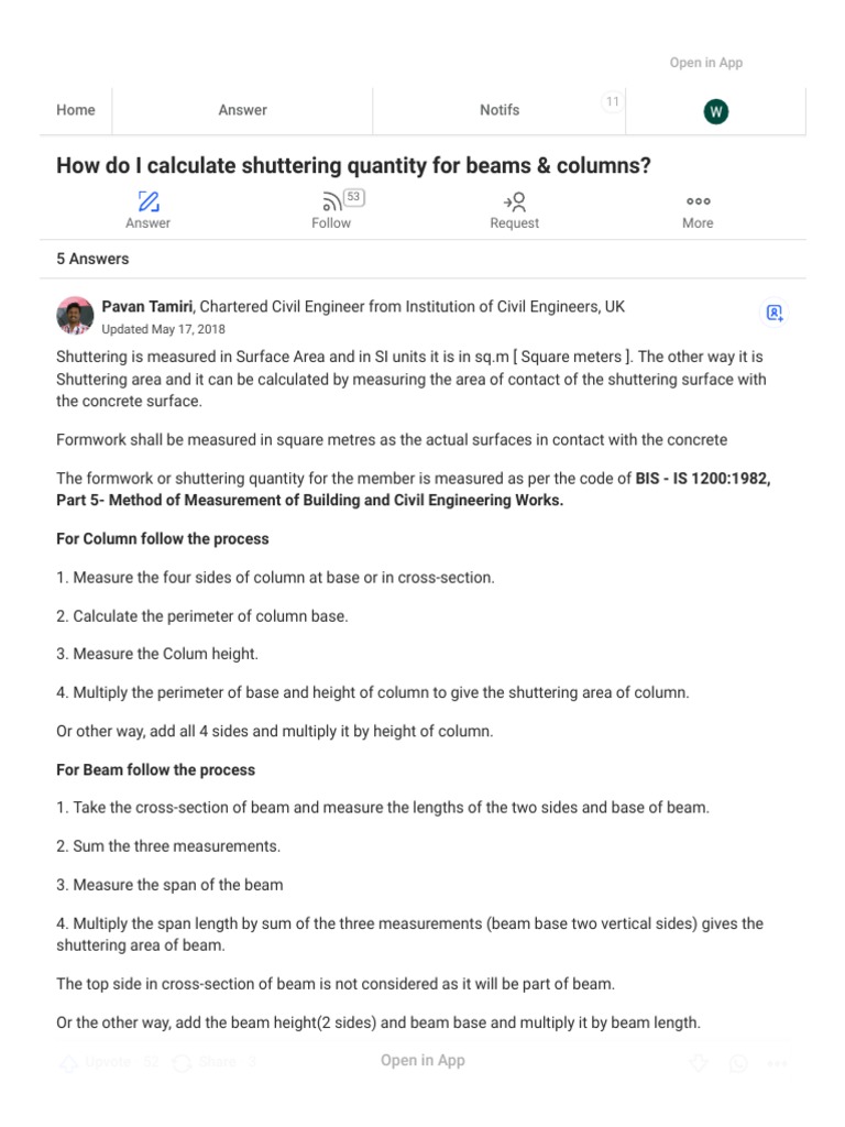 How Do I Calculate Shuttering Quantity For Beams & Columns? | PDF ...