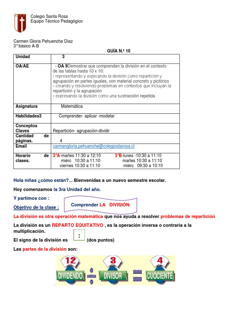 Guía de matemática sobre la división como repartición y agrupación en ...