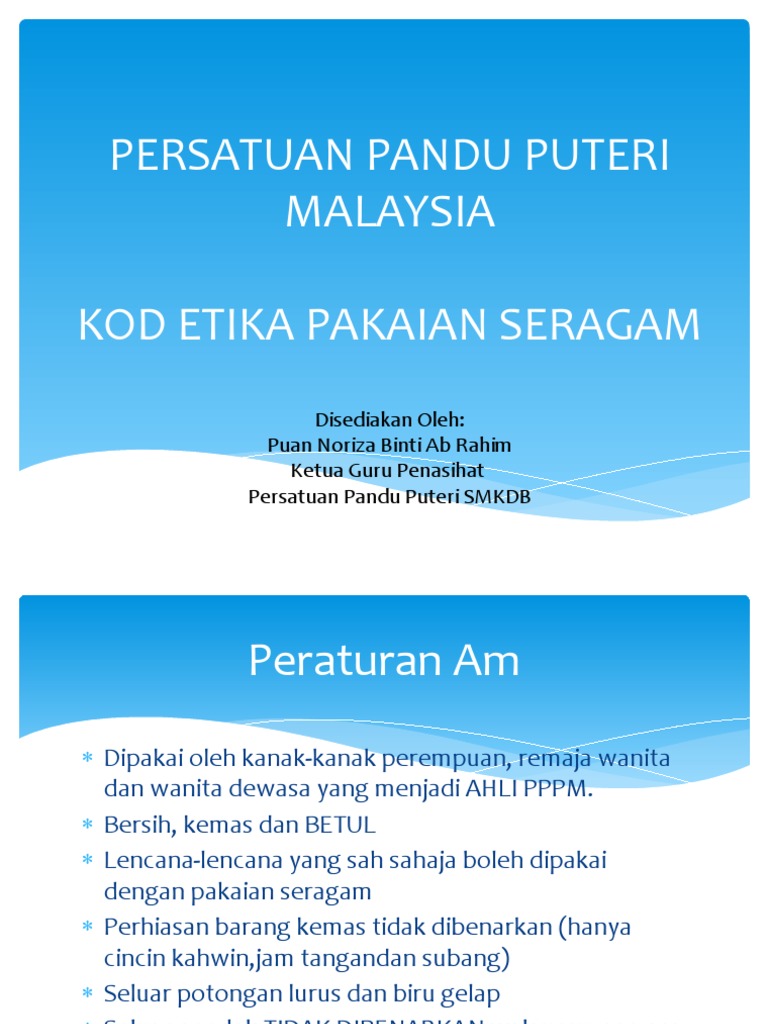 Kod Etika Pemakaian Seragam | PDF Kod Etika Pemakaian Seragam | PDF